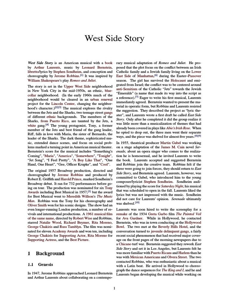 West Side Story | PDF | Performing Arts | Theatre