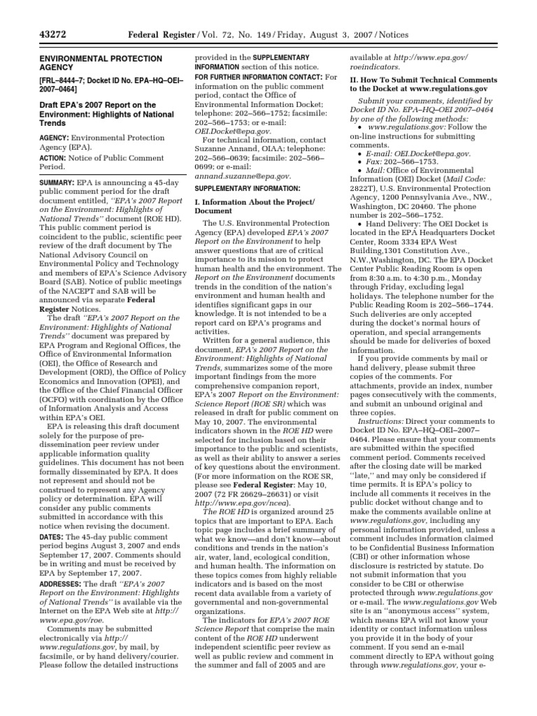 Notice: Environmental Statements Availability, Etc.: Environment ...