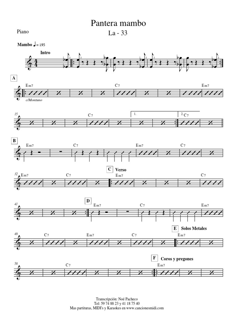 Pantera Mambo - Piano | PDF | Entretenimiento (general)