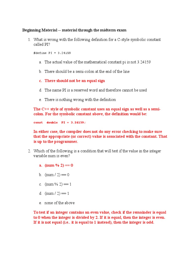 Sample Final Exam C Parameter Computer Programming Integer Computer Science