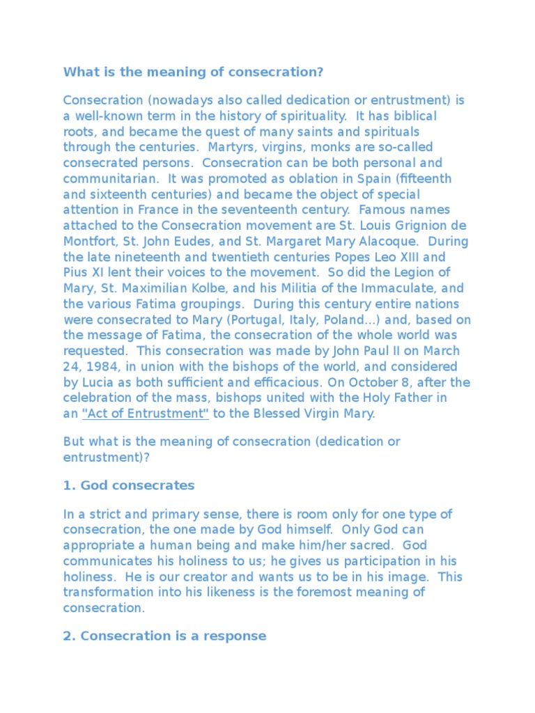 What Is The Meaning of Consecration | PDF | Mary, Mother Of Jesus | Baptism