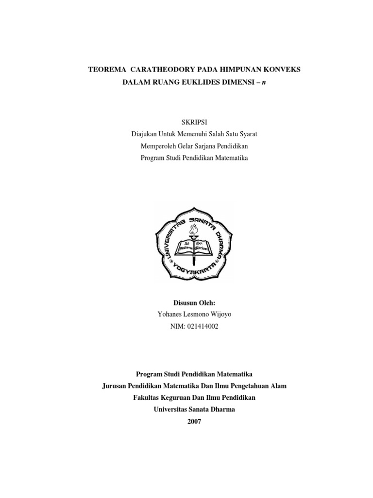CARATHEODORY'S THEOREM ON THE CONVEX SET IN n-DIMENSIONAL EUCLIDEAN ...