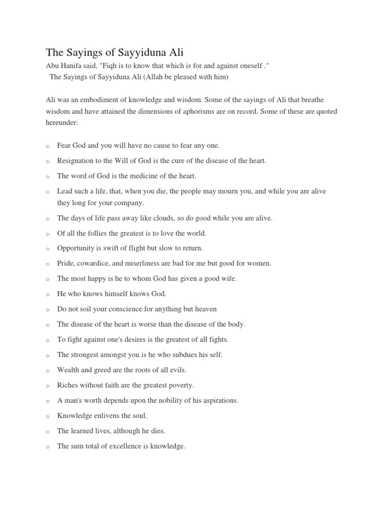 Sayings of Imam Ali Raz | PDF | Seven Deadly Sins | Christianity