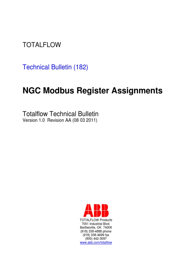 ABB TotalFlow - NGC Modbus Register Assignment | PDF | Computer ...