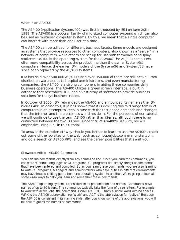 What Is An AS400 | PDF | Ibm System I | Library (Computing)