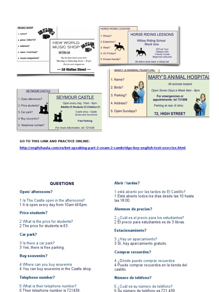 Cambridge KET Speaking Practice Guide | PDF