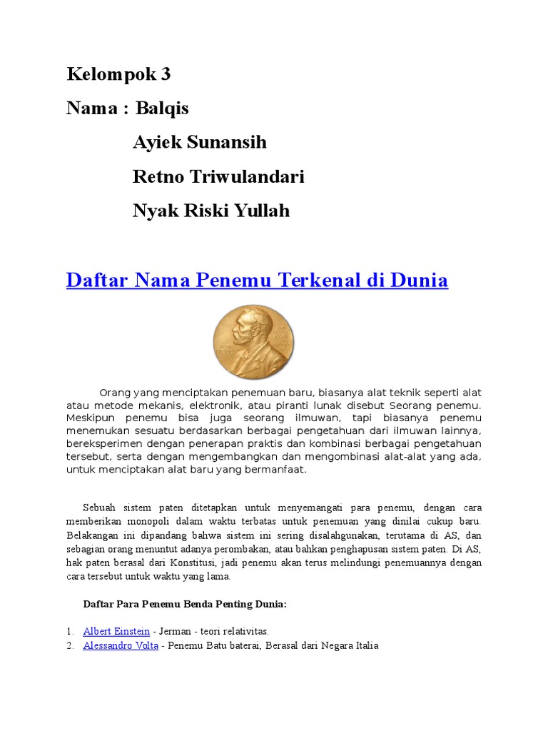 Daftar Penemu Terkenal Dunia | PDF