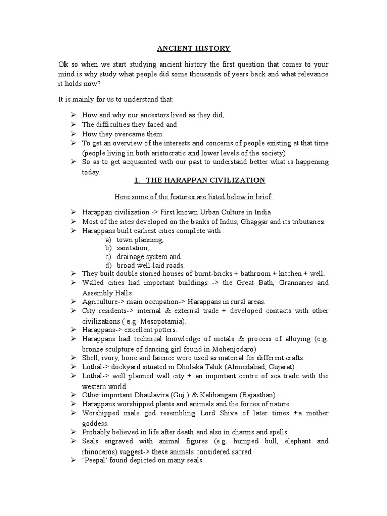 Ancient History - The Harappan Civilization | PDF | Archaeology | Arts ...