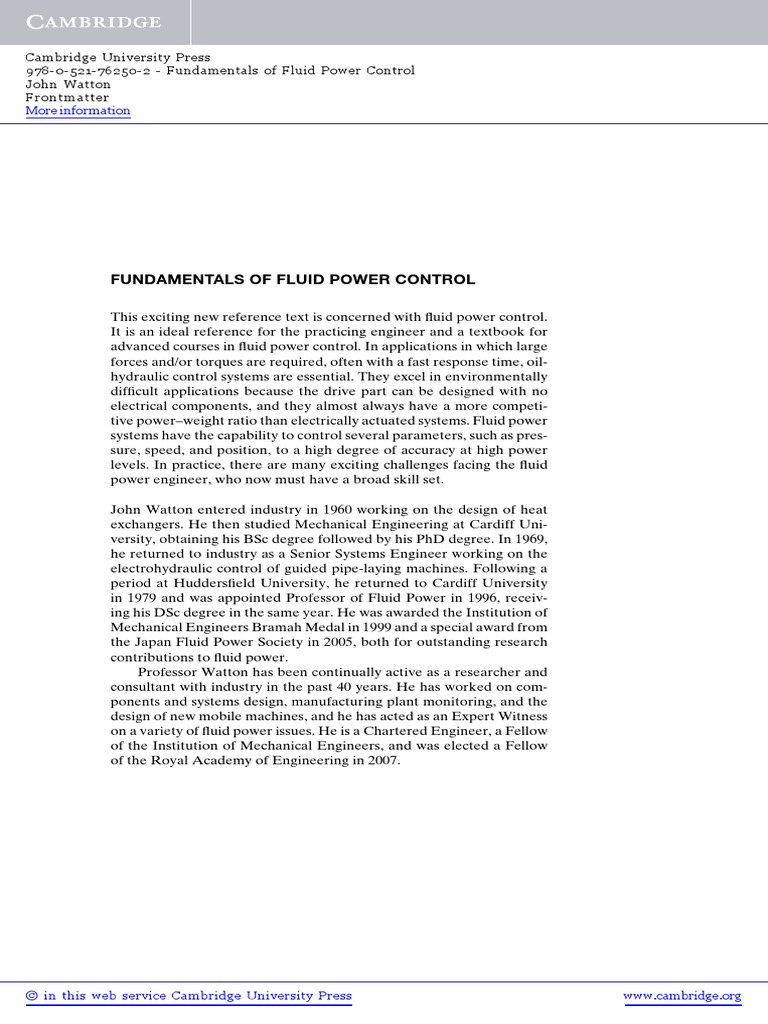 Fundamentals of Fluid Power Control | Download Free PDF | Control ...
