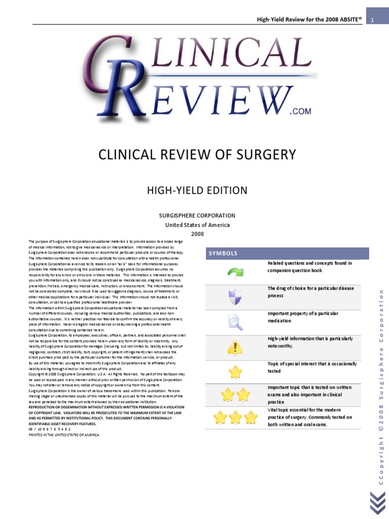 Absite High Yield 2008 | PDF | Gastroesophageal Reflux Disease | Esophagus