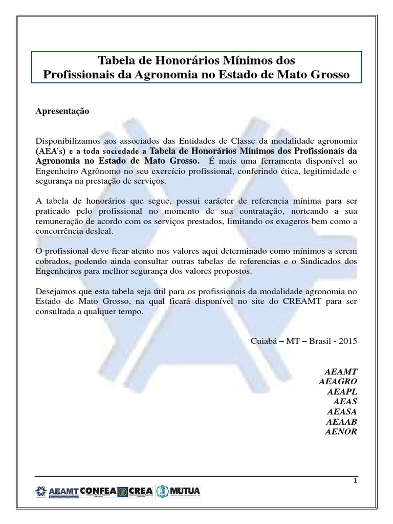 Tabela de Honorário - Ambiental | PDF | Agronomia | Engenharia