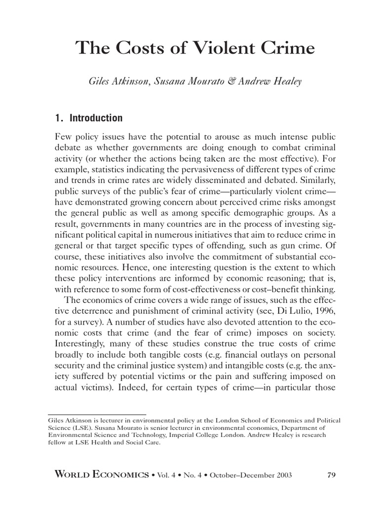 Economics of Crime | PDF | Victimology | Crime & Violence