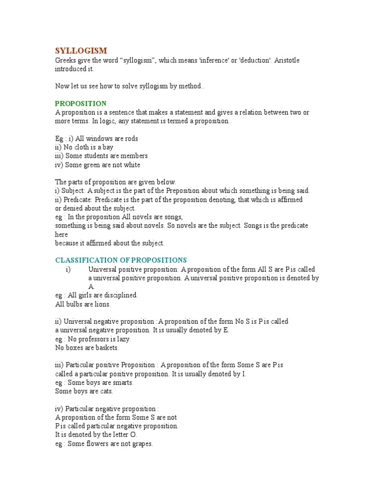 aeio syllogism.. | Proposition | Cognitive Science
