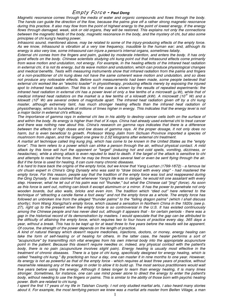 The Legendary Empty Force | PDF | Acupuncture | Tai Chi