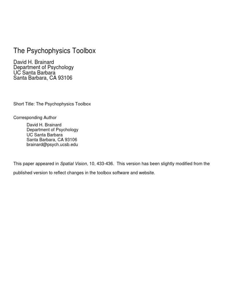 Matlab Toolbox For Psychology | PDF | Matlab | Psychophysics