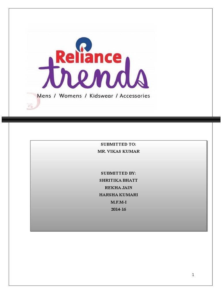 Reliance trends | Retail | Brand | Free 30-day Trial | Scribd