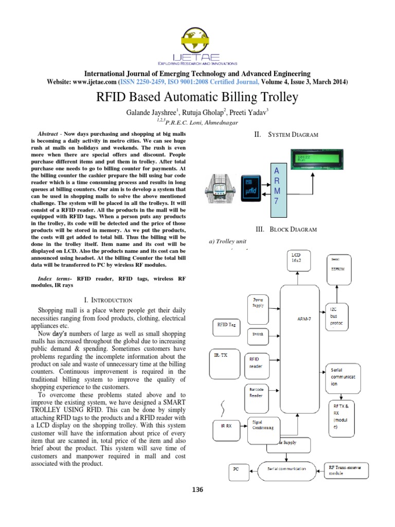 RFID Based Automatic Billing Trolley | PDF | Radio Frequency ...