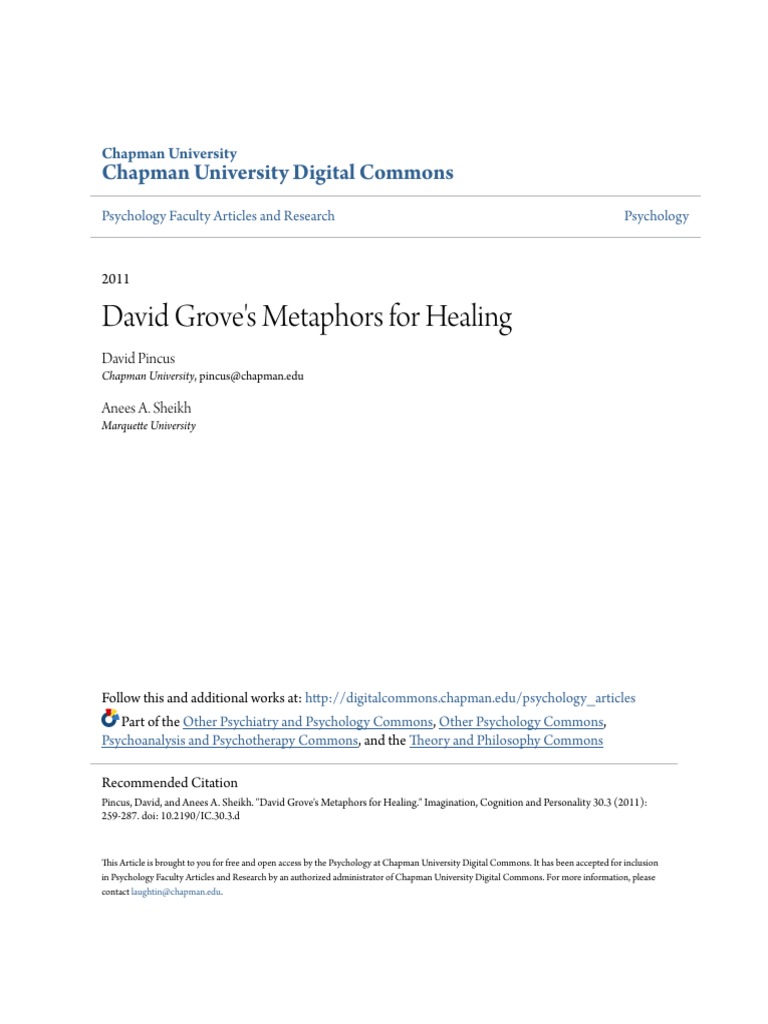 David Grove's Metaphors For Healing | PDF | Psychotherapy ...