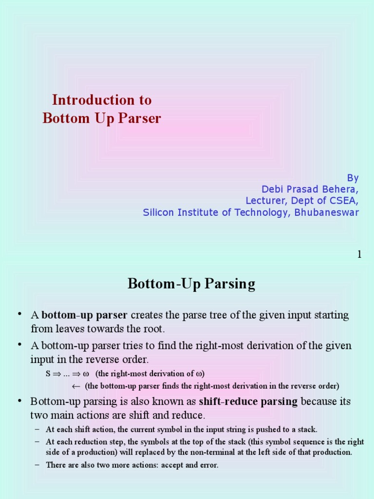 Introduction To Bottom Up Parser | PDF | Parsing | Formalism (Deductive)