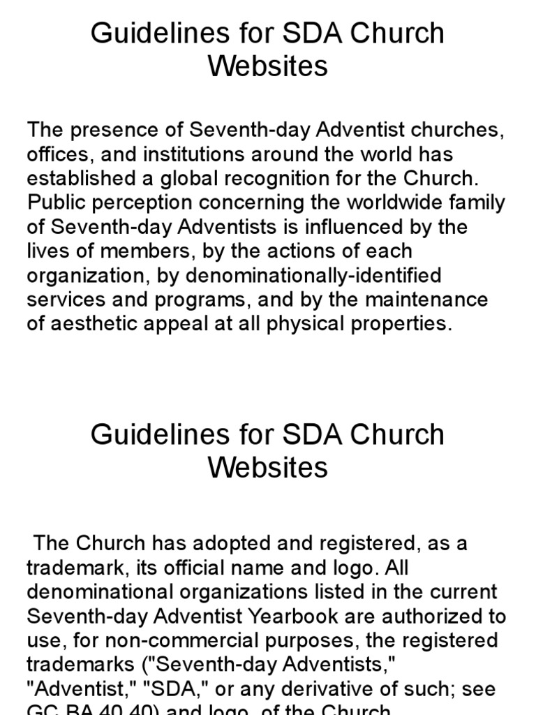 Sda Guidelines Church Websites | PDF | Seventh Day Adventist Church ...