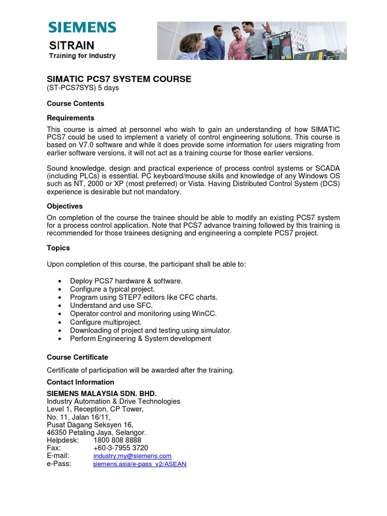 SIMATIC PCS7 System Course Guide | PDF | Personal Computers | Systems ...