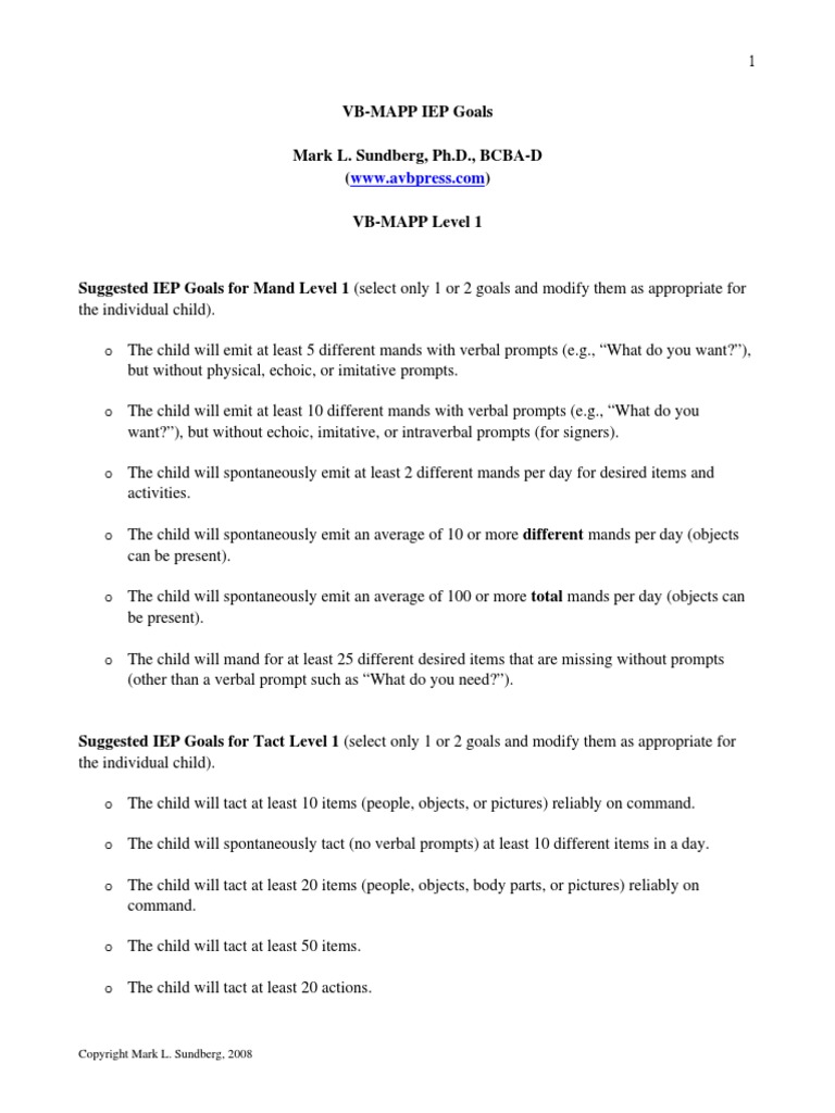 VB-MAPP IEP Goals-3 | PDF | Adjective | Adverb