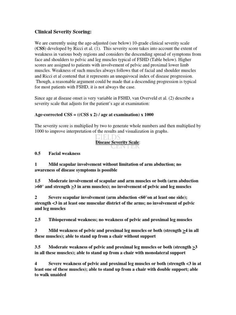 FSHD Clinical Severity Scoring Guide | PDF | Weakness | Arm