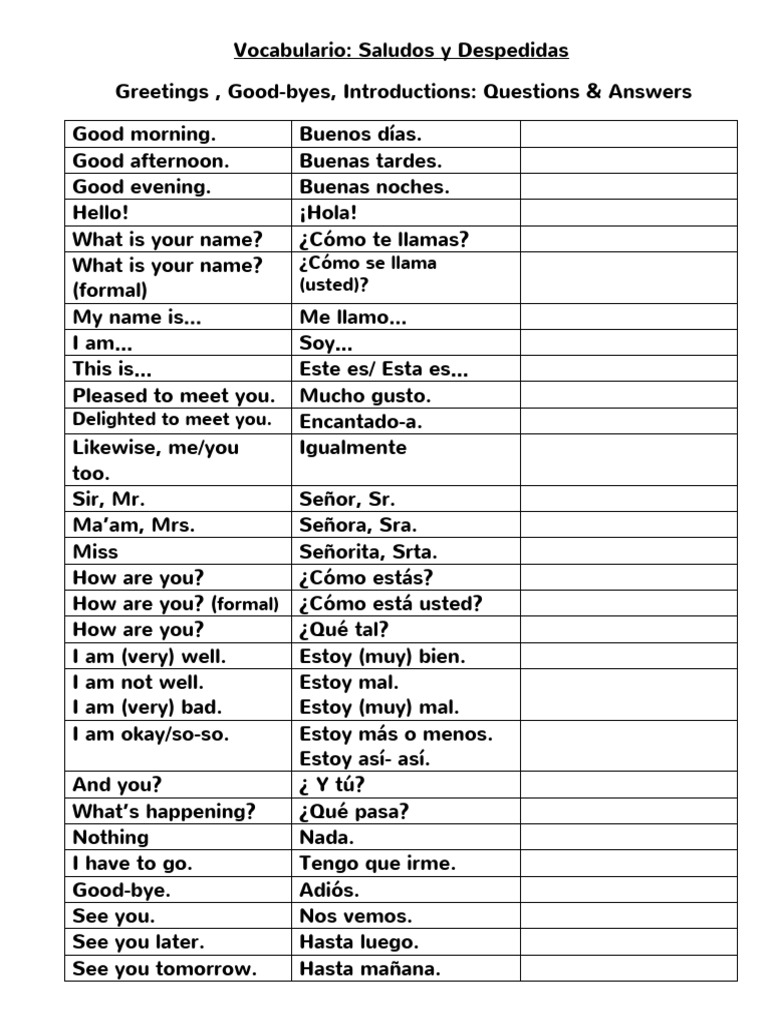 Saludos y Despedidas | PDF