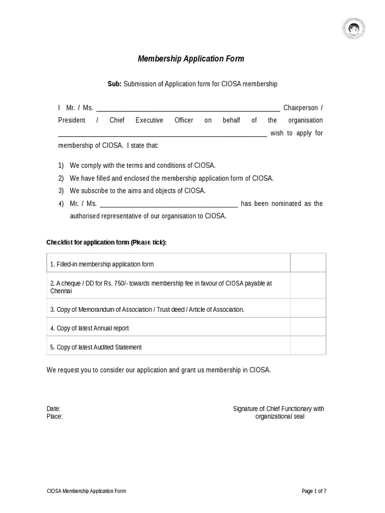 NGO Membership Application Form | PDF | Email | Disability