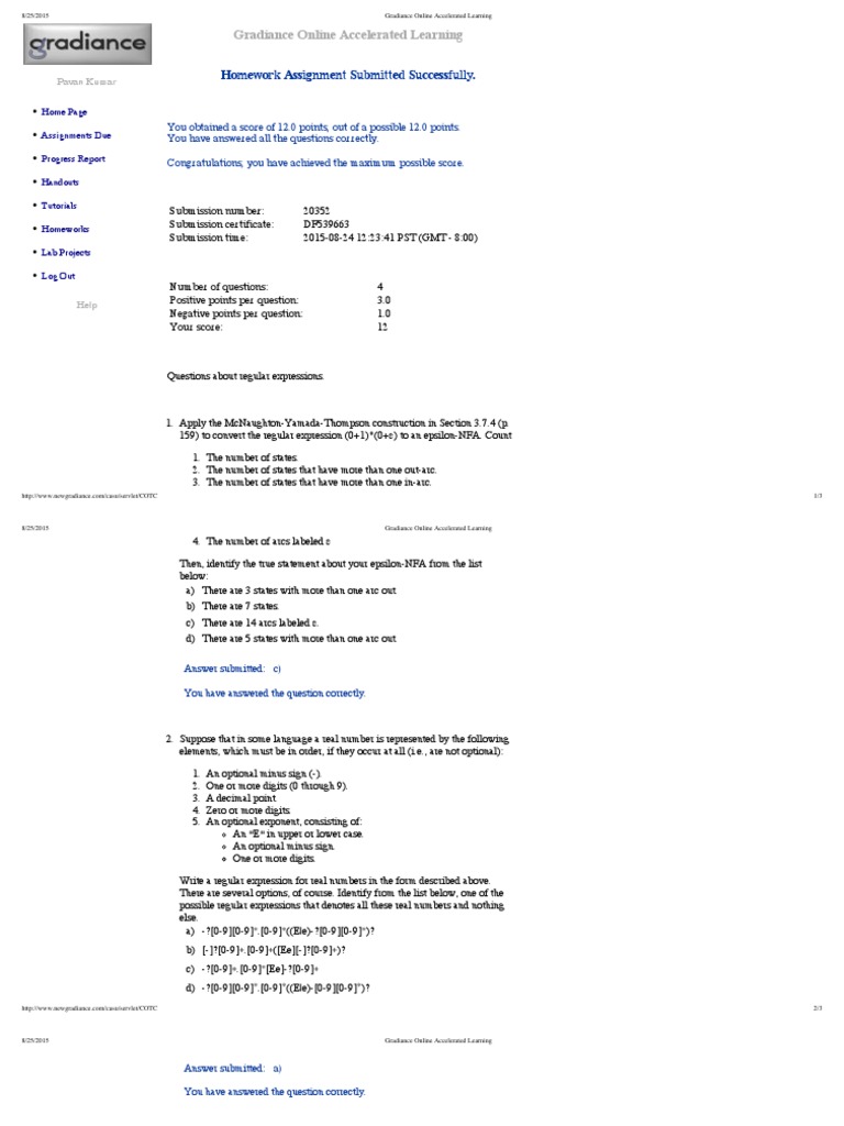 Gradiance Online Accelerated Learning 3 | PDF | Teaching Mathematics ...