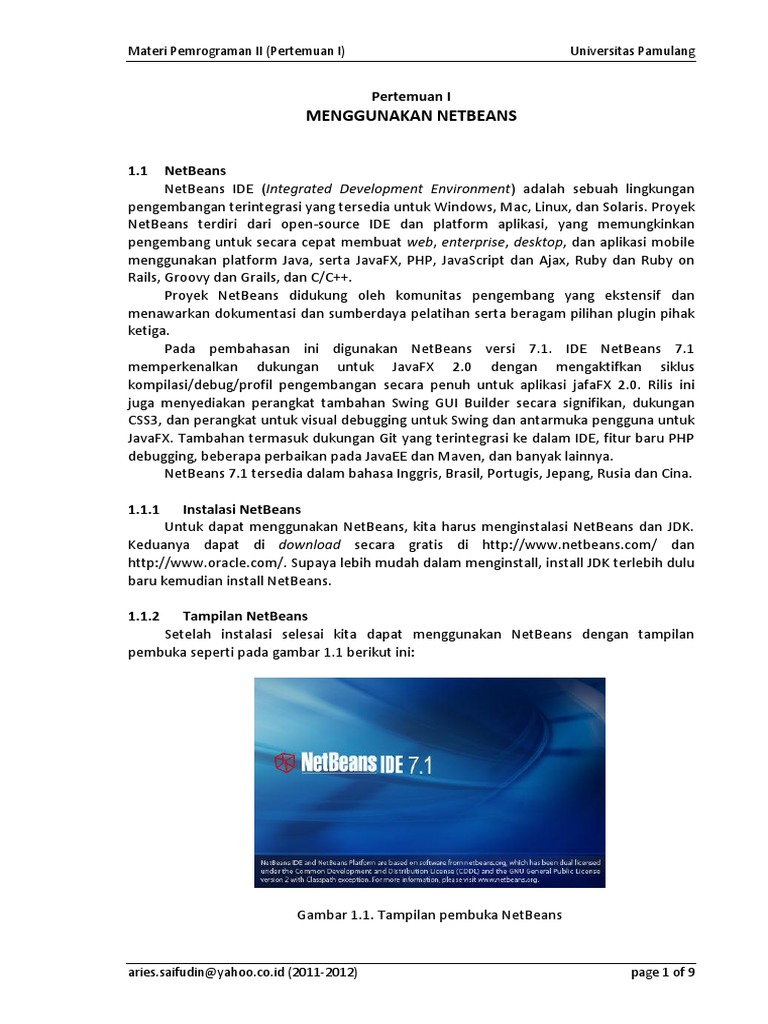Panduan NetBeans: Instalasi & Proyek Java | PDF | Komputer