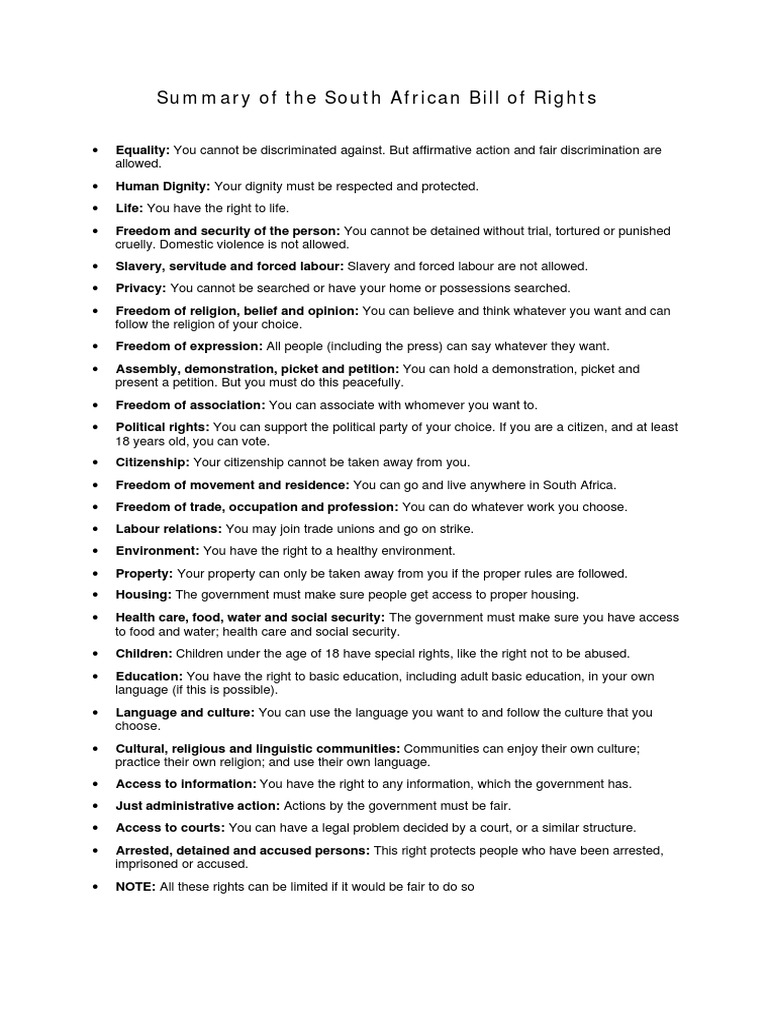 Bill of Rights Summary | Egalitarianism | Law And Economics