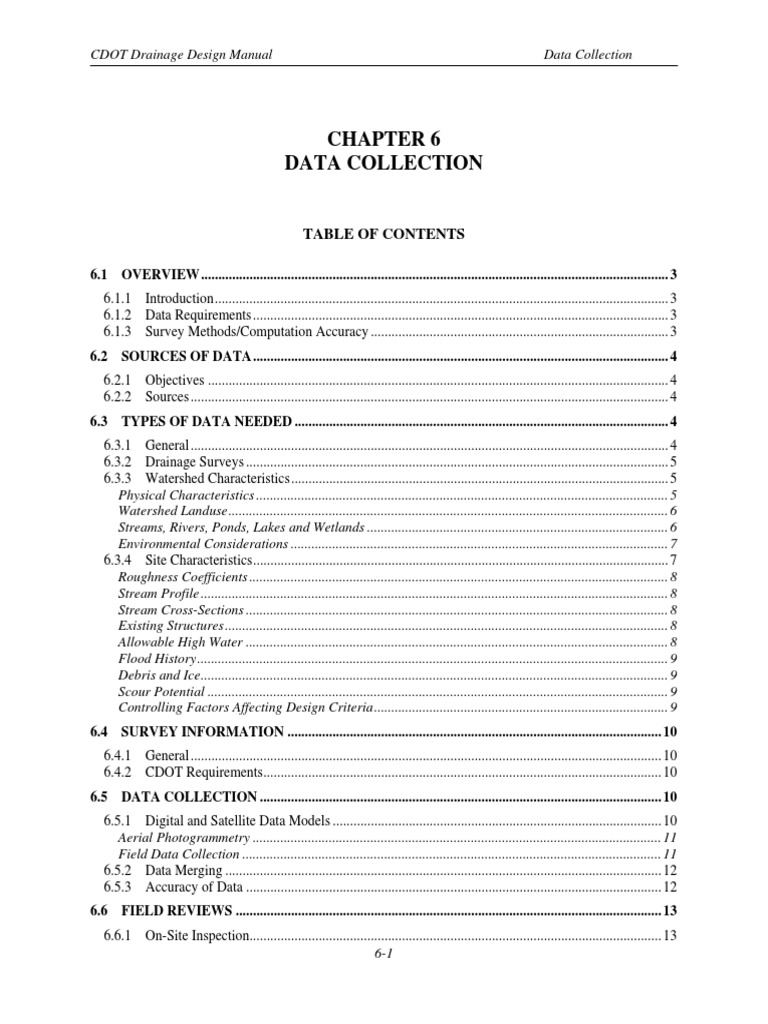 DrainageDesignManual Chapter06 DataCollection | PDF | Flood | Topography