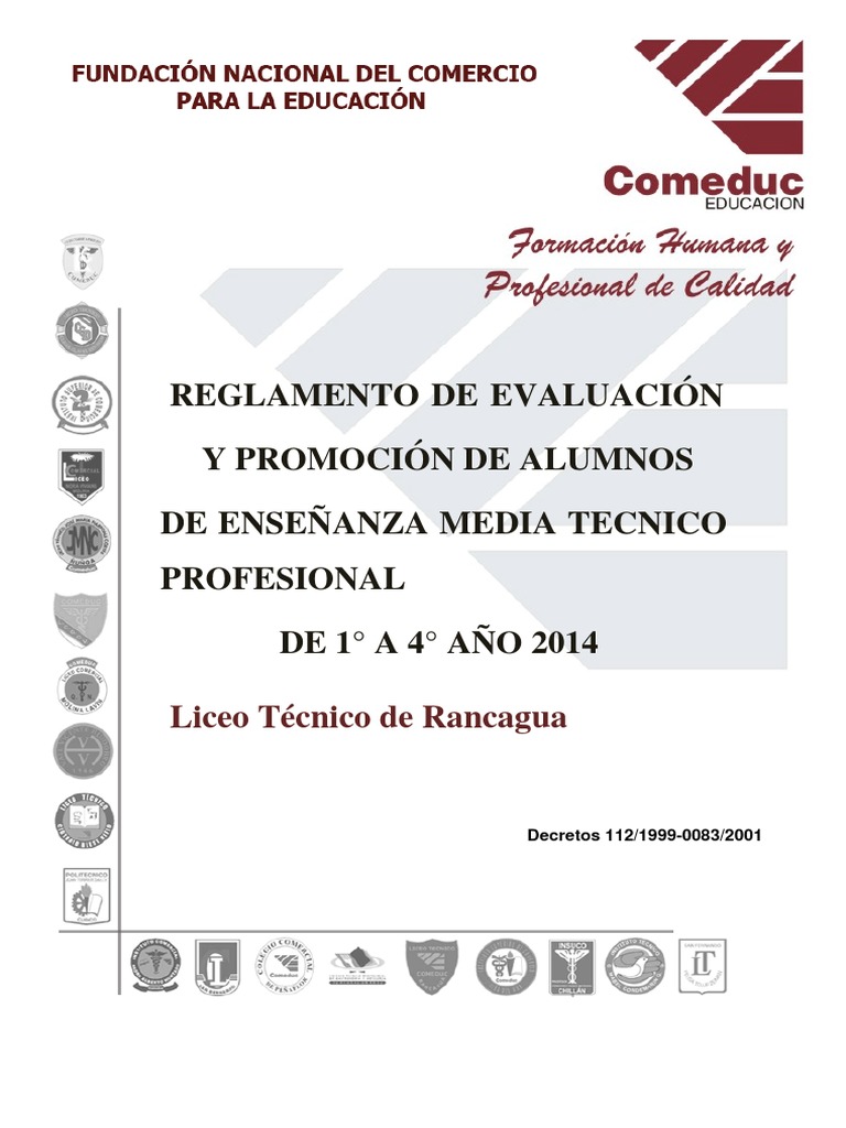 Reglamento de EvaluaciÓn y PromociÓn 1 A 4 em Liceo Tecnico de Rancagua A 4 | PDF | Evaluación ...