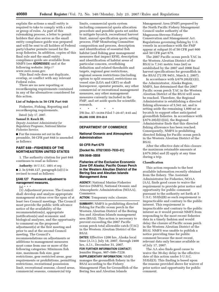 Rule: Fishery Conservation and Management: Alaska Fisheries of ...