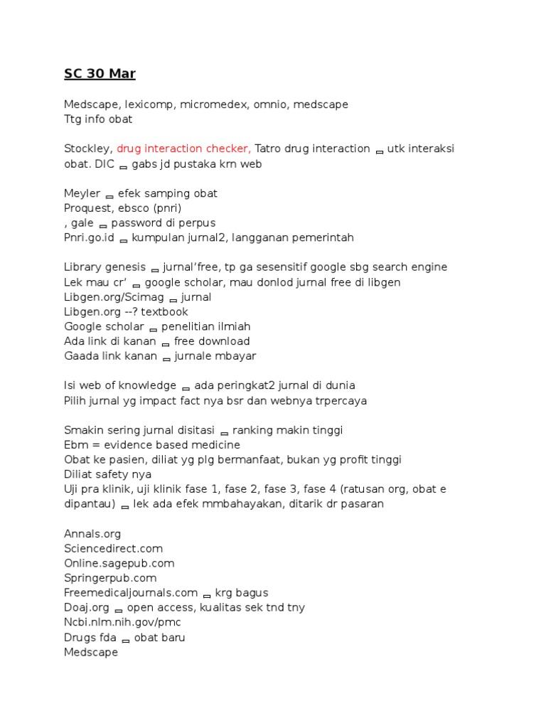 SC 30 Mar: Drug Interaction Checker | PDF