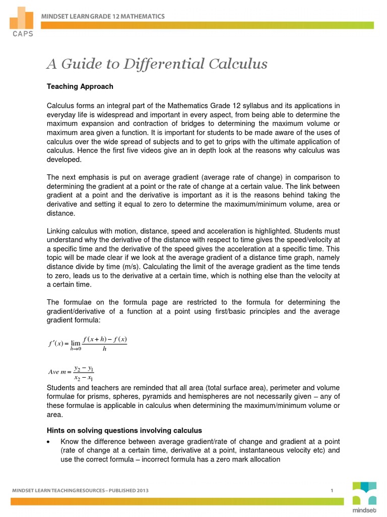 Grade 12 Calculus | PDF | Derivative | Differential Calculus