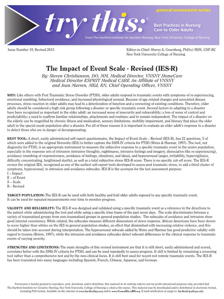 Impact Events Scale Revised | PDF | Psychological Trauma ...