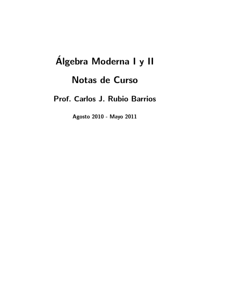 Algebra Moderna. - Notas de Carlos Jacob Rubio Barios | PDF | Conjunto (Matemáticas) | Grupo ...