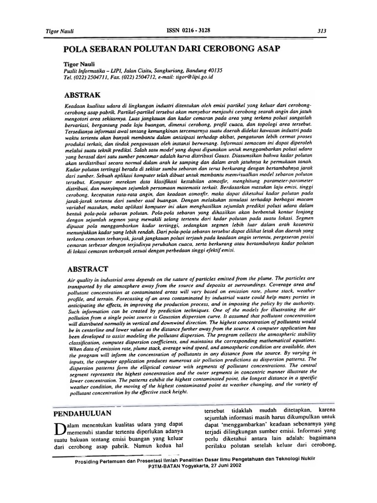 Pola Sebaran Polutan Dari Cerobong Asap | PDF