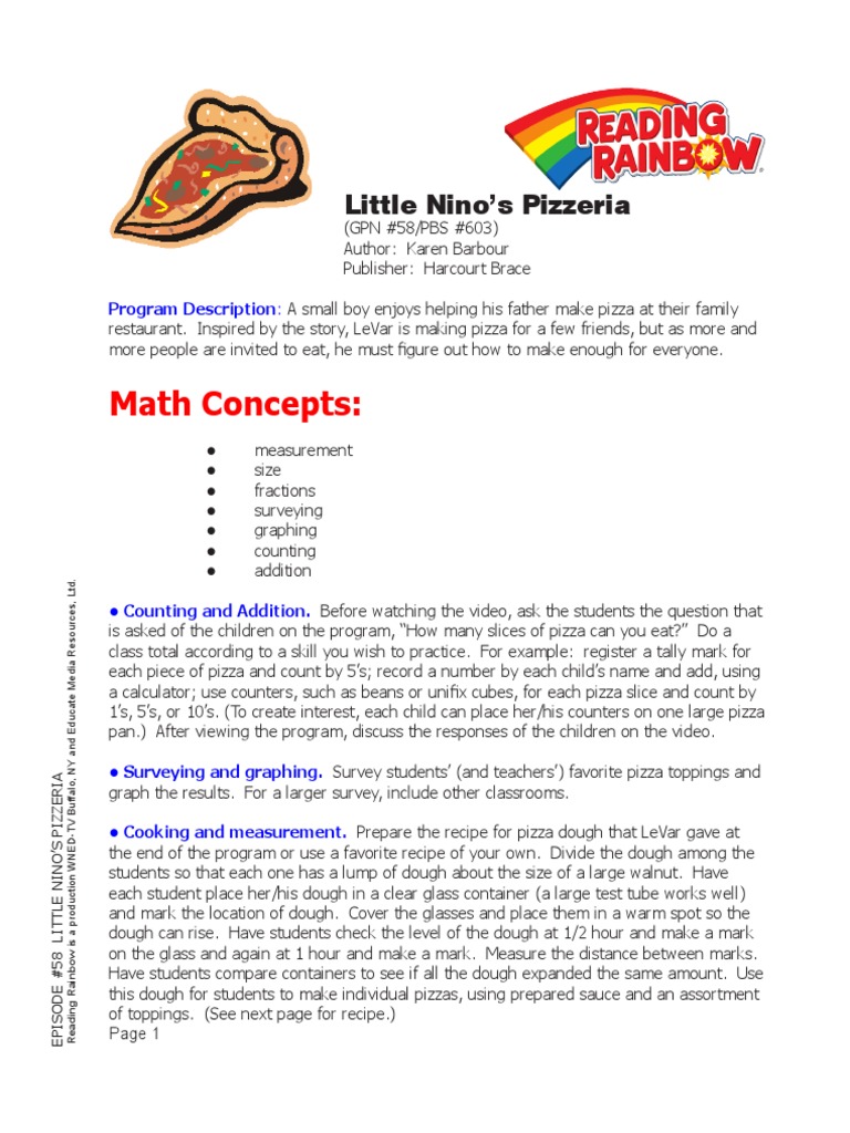 Reading Rainbow Pizza Recipe and activity | Dough | Pizza