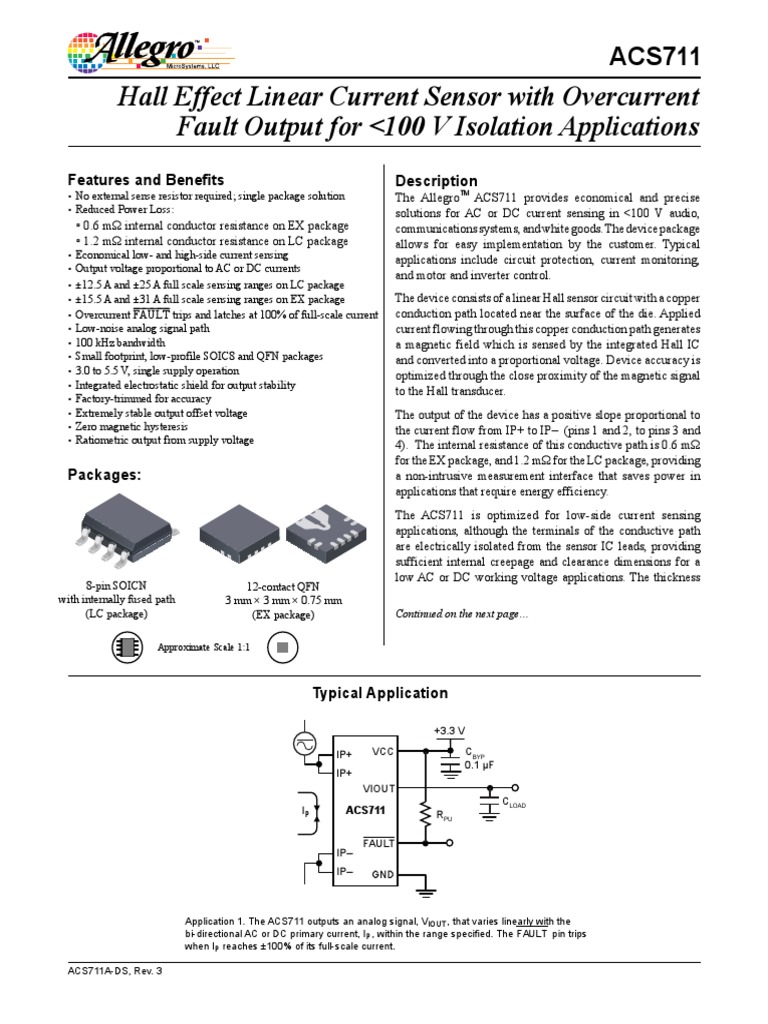 ACS711 Datasheet | PDF | Sensor | Alternating Current