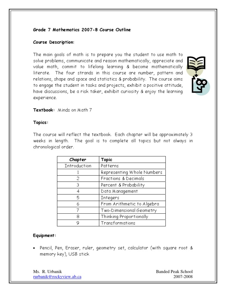 Grade 7 Math Course Outline 2007-08 | PDF | Teaching Mathematics ...