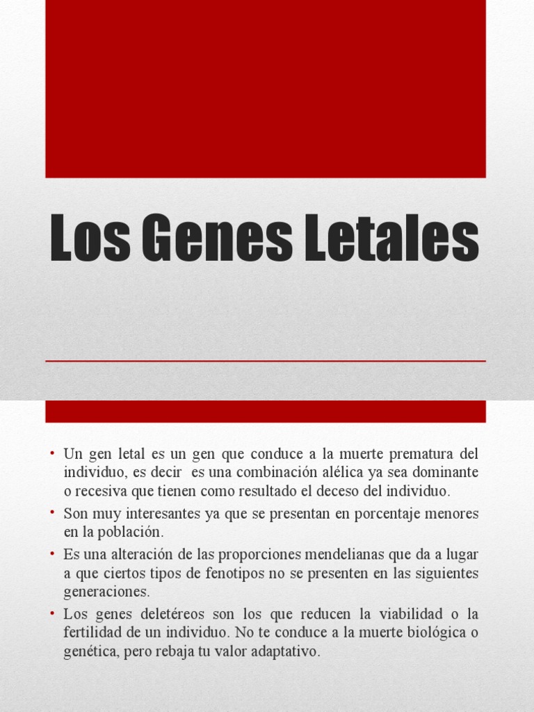 Gen Letal | PDF | Dominancia (Genética) | Genética
