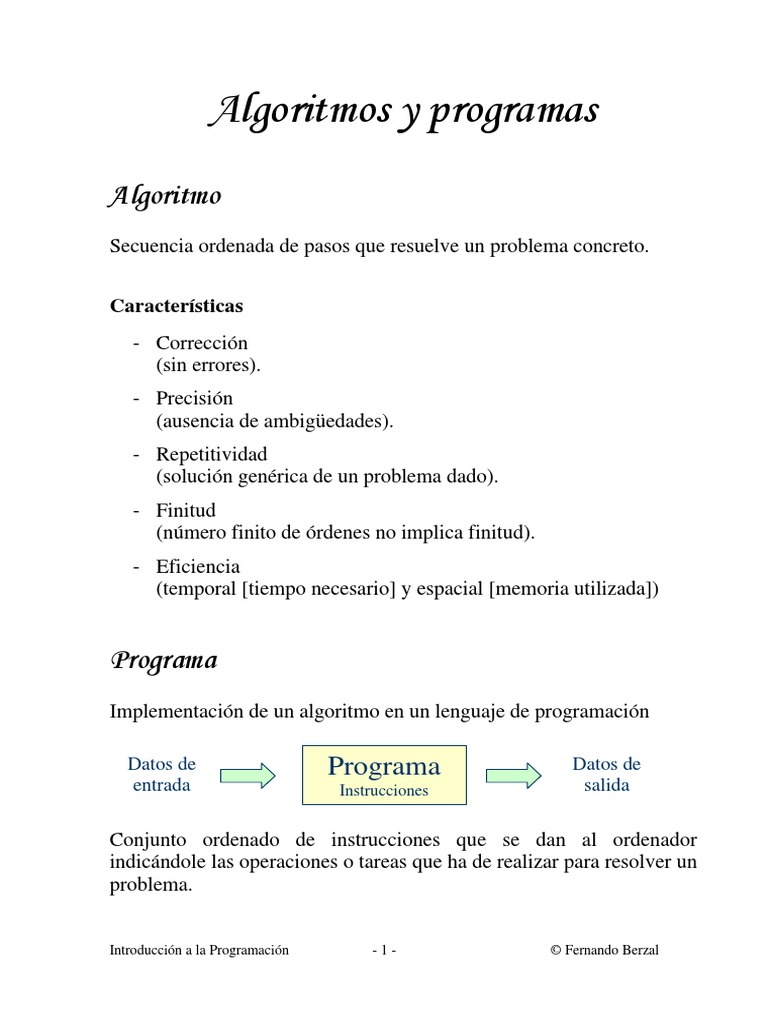 Introducción A Algoritmos y Programas | PDF | Algoritmos | Programación ...