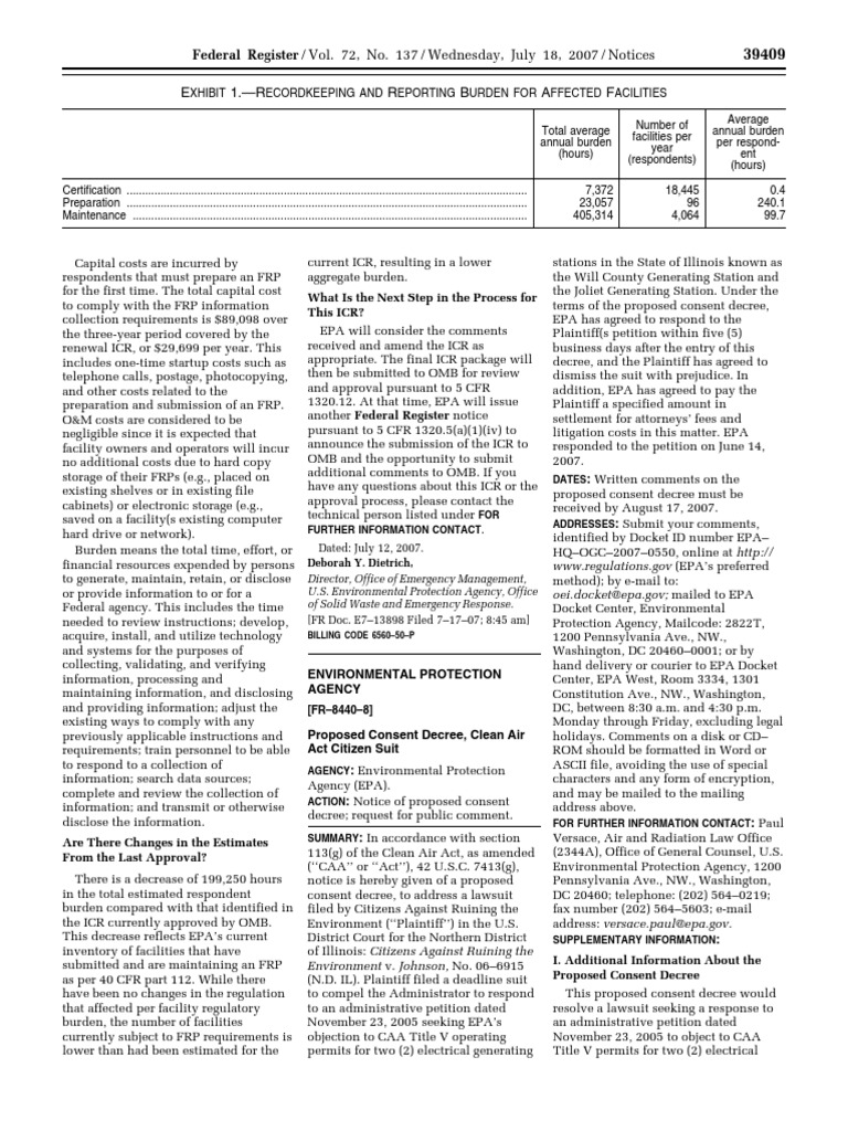 Notice: Air Pollution Control: Citizens Suits Proposed Settlements ...