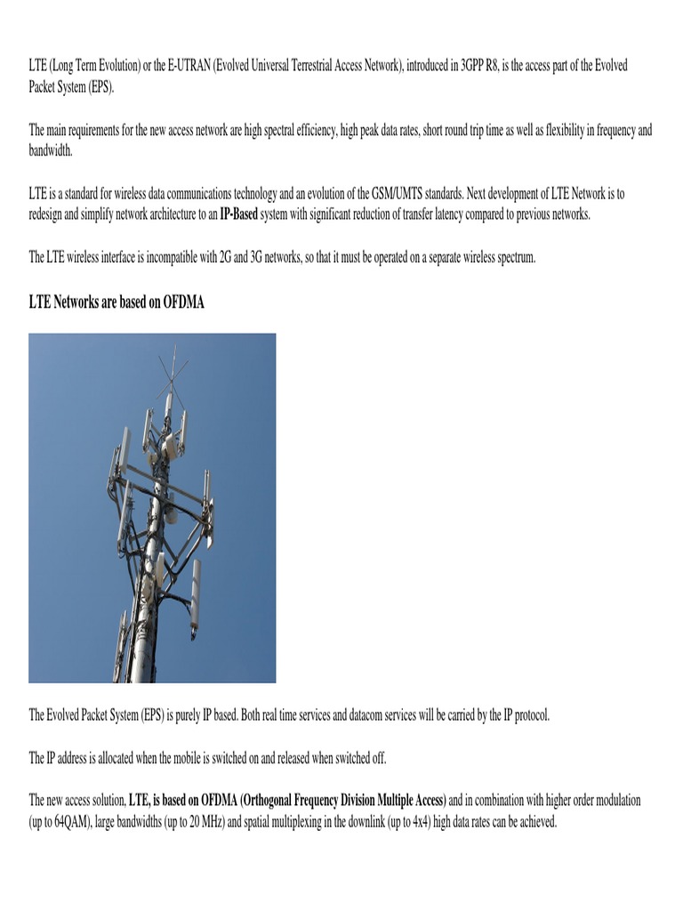 LTE Networks Are Based On OFDMA | PDF | Orthogonal Frequency Division Multiplexing | Lte ...