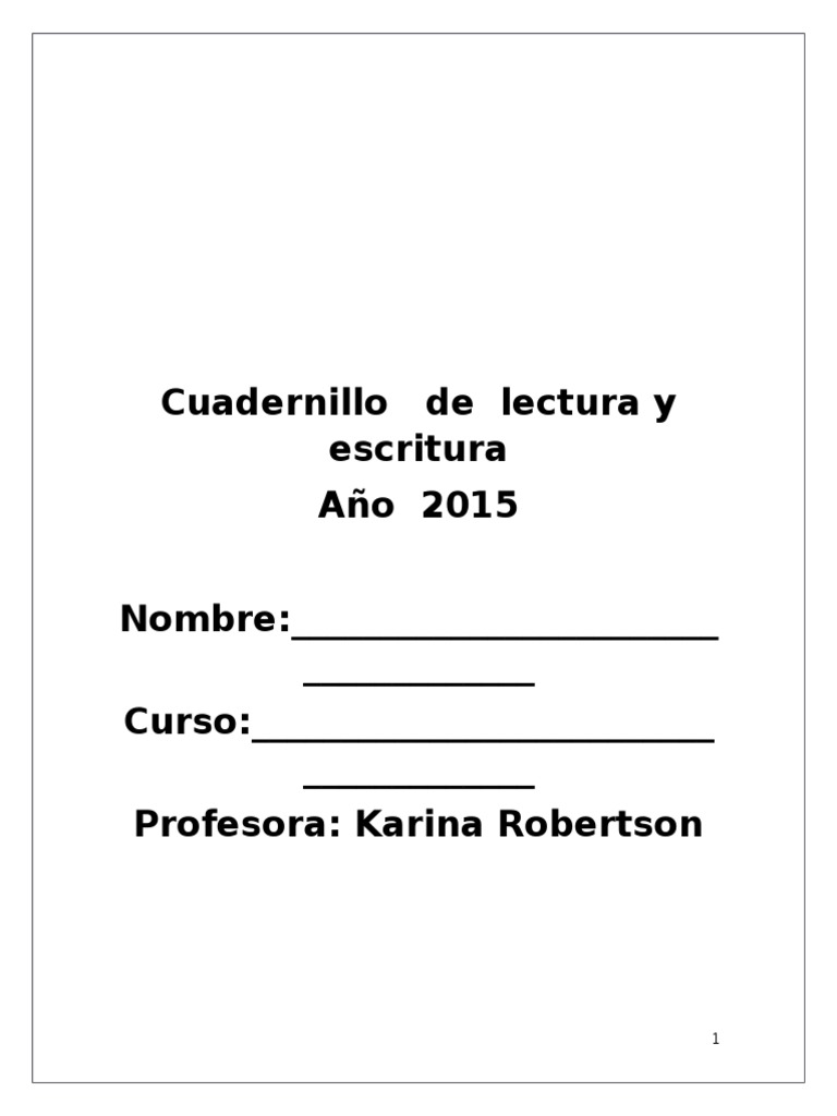 Cuadernillo de Lectura y Escritura | PDF