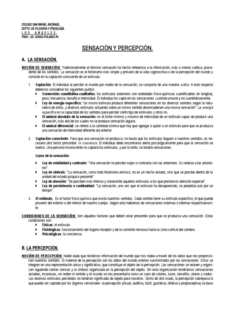 Sensación y Percepción | PDF | Percepción | Procesos mentales