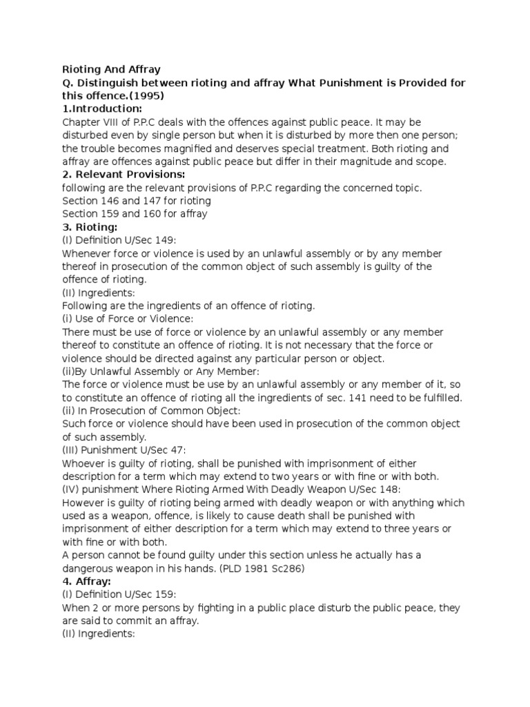 Riot and Affray | PDF | Riot | Crime & Violence
